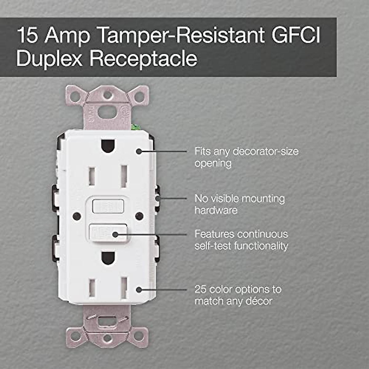 Lutron, White CAR-15-GFST-WH Claro 15-Amp Self-Testing Receptacle