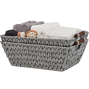 GRANNY SAYS 2-Pack Wicker Baskets with Handles for Storage, Set of 2, 17"L x 13"W x 5H