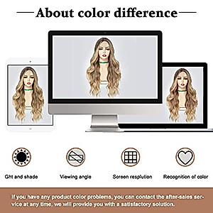 NAYOO Long Ombre Blonde Wavy Wig for Women 26 Inch Middle Part Curly Wavy Wig Natural Looking Synthetic Heat Resistant Fiber Wig for Daily Party Use (Ombre Blonde)