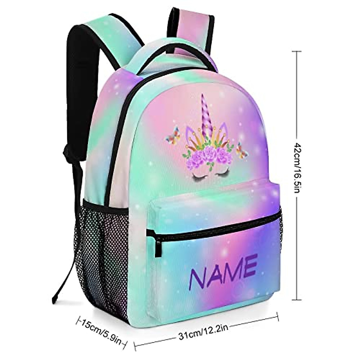 Mrokouay Custom Kid's Backpack Unicorn Galaxy Personalized Backpack Add Your Name Customization Backpack for Boys Girls Student