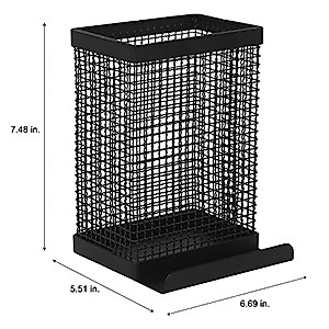 Kitchen Details Industrial Collection Tablet and Utensil Holder | Dimensions 6.69" x 5.51" x 7.48" | Freestanding | Rust Resistant | Kitchen Accessories | Matte Black