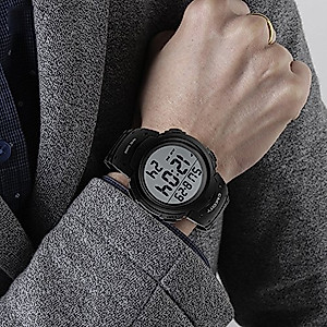 CakCity Mens Digital Sports Watch LED Screen Large Face Military Watches for Men Waterproof Stopwatch Alarm Simple Army Watch