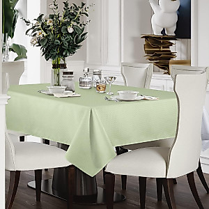 JUCFHY Jacquard Morrocan Rectangle Spring Table Cloth Oil-Proof Spill-Proof and Water Resistance Tablecloth,Decorative Fabric Table Cover for Outdoor and Indoor Use,60 x 84 Inch, Mint