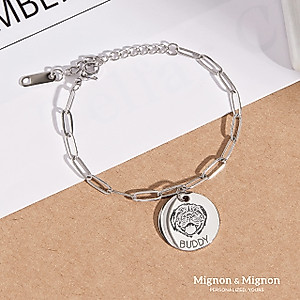 MignonandMignon Personalized Pet Portrait Engraved Bracelet Dog Memorial Jewelry Paperclip Chain Custom Birthday Idea for Animal LoverMultiple Disc Charm Mother's Day Gift -P-LCBR-AP