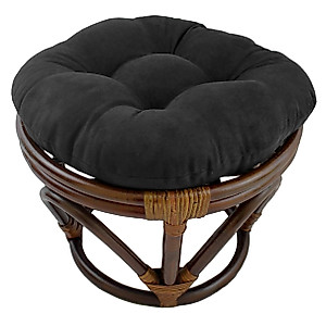 Blazing Needles 18-inch Round Tufted Microsuede Footstool Cushion, 18 x 18, Teal