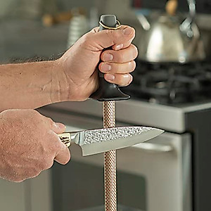 Smith’s 3001 10” Oval Diamond Sharpening Steel Rod – Grey – Oval Design – Rubber Grip Handle – Plastic Sharpening Tip