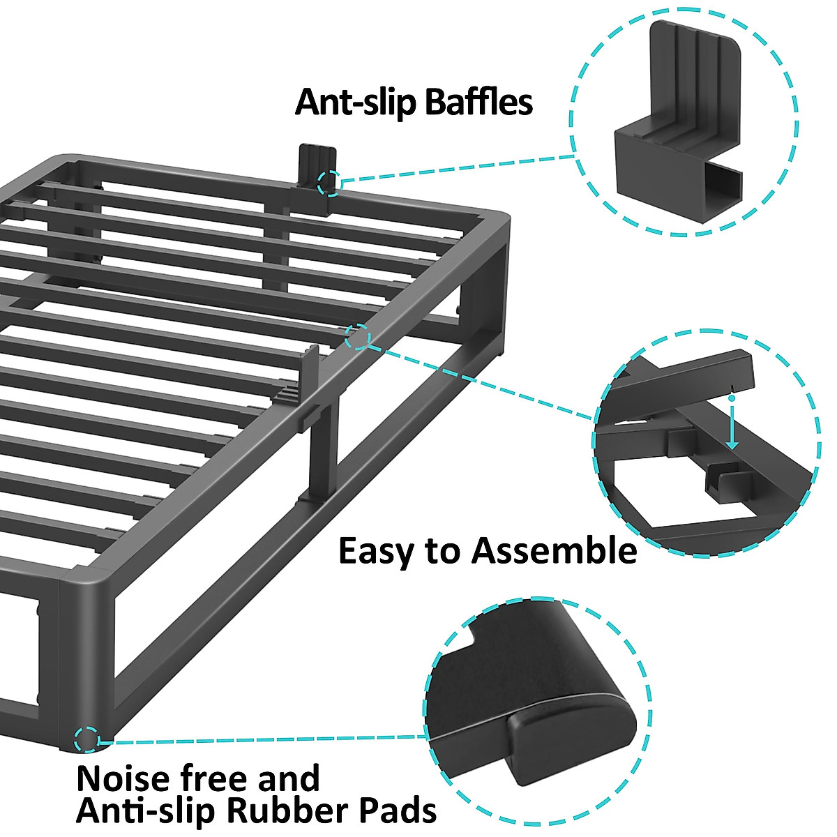 Firpeesy Upgrade Anti Bending and Round Corner Legs 10 inch Metal Twin Bed Frame 3500 LBS Heavy Steel Slats Support Platform Bed Frames No Box Spring Needed Platform Noise Free Easy Assembly
