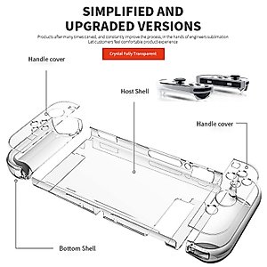 Clear Case for Nintendo Switch OLED, 3 in 1 Dockable Protective Case for Switch OLED and Joy-Con Controller Shock-Absorption and Anti-Scratch Design (Clear)