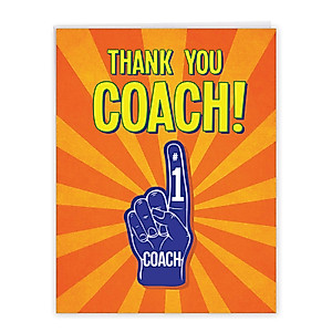 NobleWorks - 1 Jumbo Sports Teacher Graduation Greeting Card from US w/Envelope (8.5 x 11 Inch) - Student Group Gratitude for School Coaches, Mentor - Thank You Coach from All J5786TYG-US
