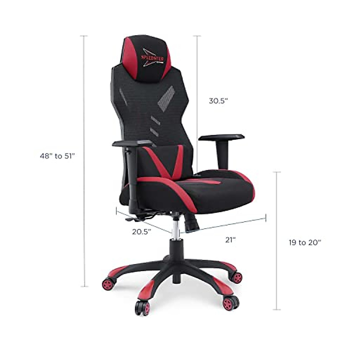 Modway Speedster Ergonomic Mesh Gaming Computer Desk Chair in Black Red