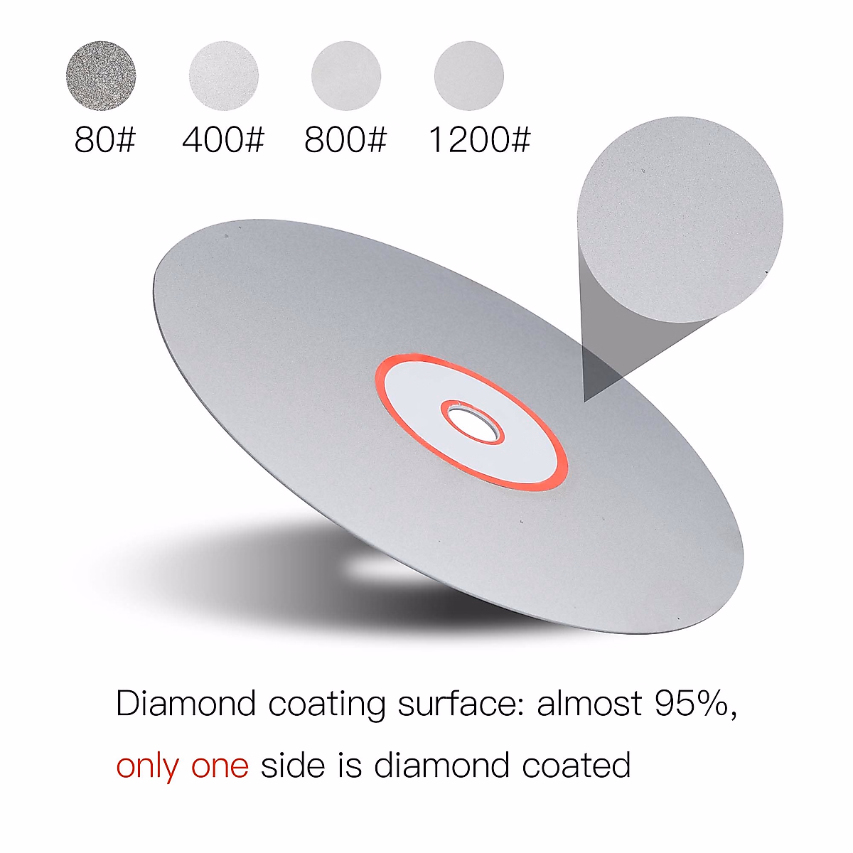 awliye 4Pcs Diamond Grinding Disc, 6" x 1/2" Arbor Grinder Disc Sanding Discs, Flat Lap Wheel Diamond Polishing Disc Set 80/400/800/1200 Grit Lapping Grinding Tools for Gemstone Glass Rock Ceramics