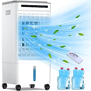 Portable Air Conditioners - 4-IN-1 Air Conditioner Portable for Room, Evaporative Air Cooler w/ 4 Modes, 3 Speeds, 1.32 Gallon Water Tank, 90°Oscillation,7H Timer, Portable Ac for Room Home Office