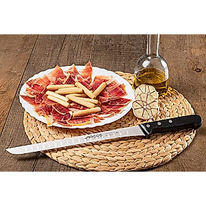 ARCOS Series Universal - Slicing Knife Ham Knife - Blade Nitrum Stainless Steel 9" with Granton Edge - Handle Polyoxymethylene (POM) Black Color,281801