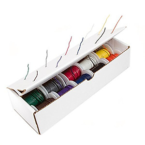 Remington Industries 28MILW16878/1STRKIT10COLOR 28 AWG Gauge Stranded Hook Up Wire Kit, 25 feet Length Each, 10 Colors, 0.0126" Diameter, MIL-W-16878/1, 600 Volts
