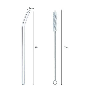 6-Pack Reusable Glass Straws with Flowers,Glass Straws Shatter Resistant,8''x8 MM,6 Bent with 2 Cleaning Brushes - Perfect for Smoothies, Milkshakes, Tea, Juice - Dishwasher Safe