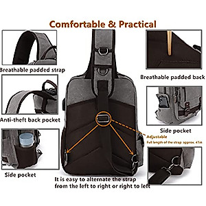 Leaper Canvas Messenger Bag Anti-Theft Crossbody Bags Sling Bag with USB Black, XL