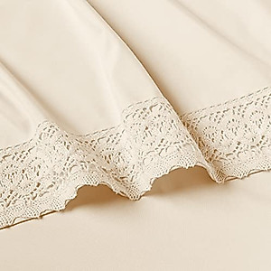 Modern Threads Soft Microfiber Crochet Lace Sheets - Luxurious Microfiber Bed Sheets - Includes Flat Sheet, Fitted Sheet with Deep Pockets, & Pillowcases Linen California King