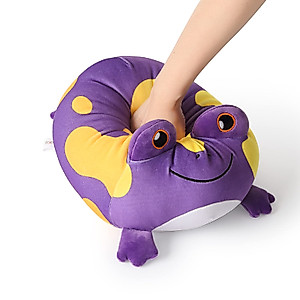 Ditucu Cute Frog Plush Pillow Mommy 14 inch with 2 Babies Plushie Super Soft Kawaii Stuffed Animal Toys Crown Frogs Decor Gifts for Kids Green (Frog Family)