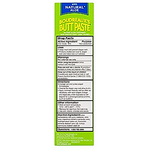 Boudreaux's Butt Paste with Natural* Aloe Diaper Rash Cream, Ointment for Baby, 4 oz Tube