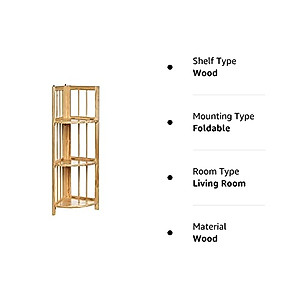 Casual Home 4-Shelf Corner Folding Bookcase, Natural