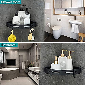 Gricol Bathroom Shower Caddy Suction Corner Shelf, Shower Basket Storage Organizer for Bathroom Kitchen Wall Mounted, Black