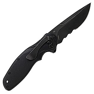 CRKT Shenanigan Black with Veff Serrations Everyday Carry, Serrated Edge Blade, Veff Serrations, Liner Lock, Glass Reinforced Nylon Handle, Pocket Clip K800KKP