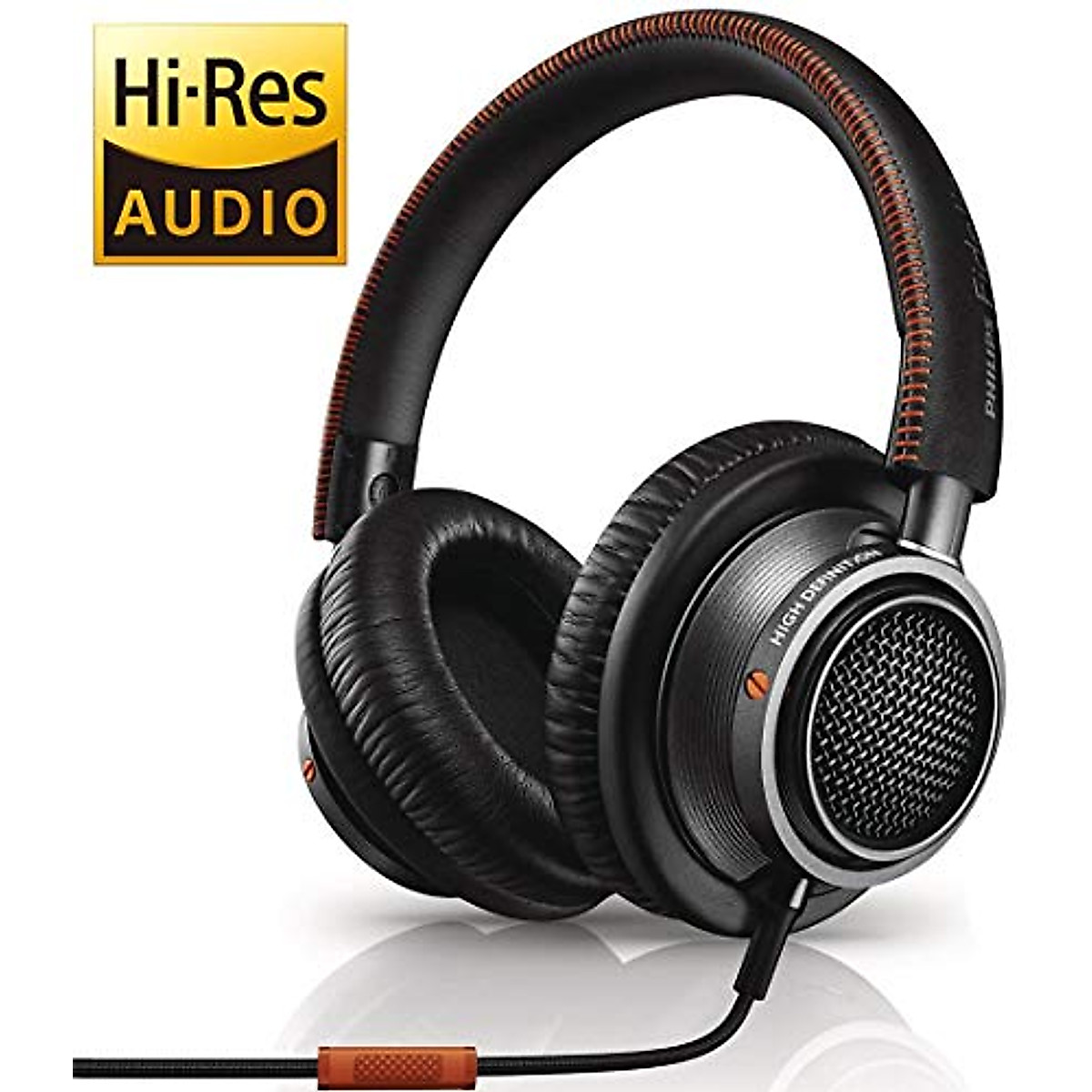 Philips Fidelio L2 Over-Ear Premium Portable Headphones with in-line Mic, Noise Isolation, Hi-Res - Black/Orange (L2BO)