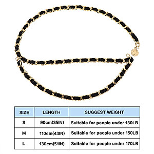 YooAi Chain Belts Leather Waist Belt for Women Layered Metal Chain Belt Gold M/L