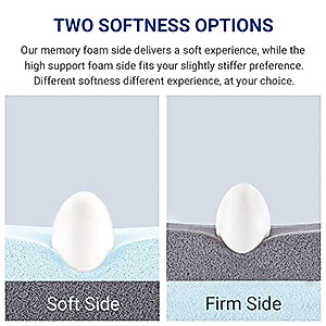 Kingfun 3 Inch Gel Memory Foam Mattress Topper Queen, 2-Layer Ventilated Cooling Mattress Topper for Back Pain, Bamboo Charcoal Reversible Mattress Pad with Washable & Breathable Cover, Queen