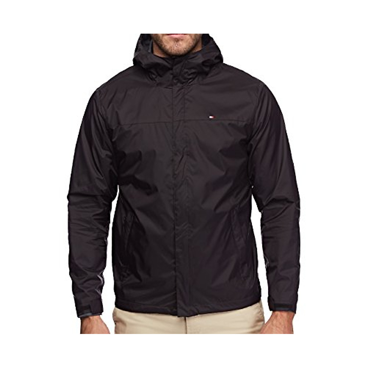 Tommy Hilfiger Men's Waterproof Breathable Hooded Jacket, Black, X-Large