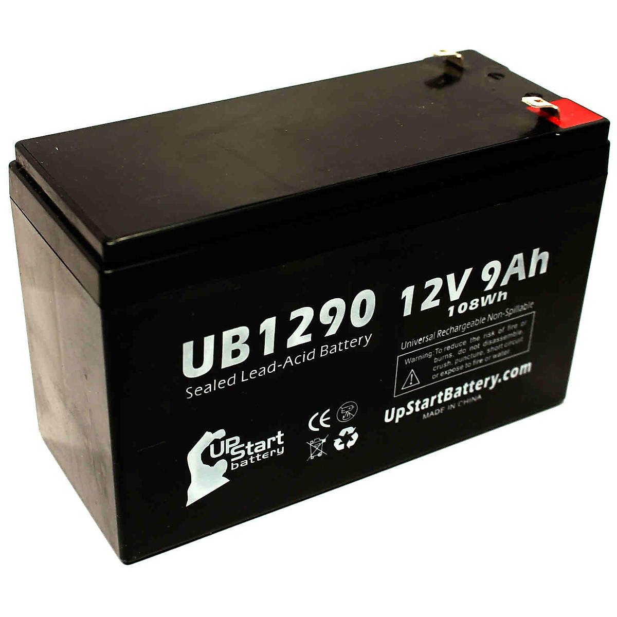 Replacement for Tripp Lite OMNIVS800 Battery - Replacement UB1290 Universal Sealed Lead Acid Battery (12V, 9Ah, 9000mAh, F1 Terminal, AGM, SLA) - Includes Two F1 to F2 Terminal Adapters