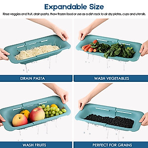 Collapsible Colander Kitchen Extendable Strainer Fruits Vegetables Noodle Pasta Food Drain Basket Space-Saver Portable Drainer Over Sink(1, 2#White)