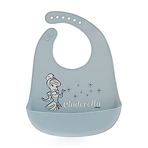 Disney 2-Pack Unisex Baby & Toddler Silicone Bibs with Food Catcher, Soft Waterproof Feeding Accessories (Blue/Pink)