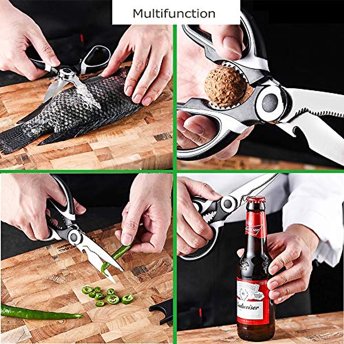 Kitchen Scissors - dishwasher safe Stainless Steel Poultry Shears, Multi-function Cooking Scissors Heavy Duty