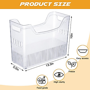 Beeveer 4 Pcs Plastic Freezer Organizer Bins with Wheel Tall Narrow Kitchen Pantry Organizer Snack Storage Containers for Office Refrigerator(10 x 13.3 x 5.5 Inch)