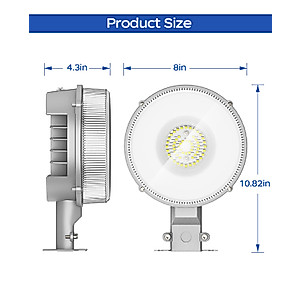 CINOTON Barn Light, Dusk to Dawn Outdoor Lighting with 42W 4950LM 5000K Daylight with Photocell, IP65 Waterproof Led Outdoor Flood Light for Outside Garden Patio Yard Street Area Lighting (Gray)