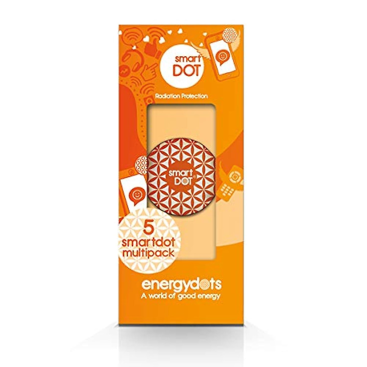 Energydots smartDOT | EMF Support for Electro-Stress from Wireless Devices – Cell Phones, Laptops, Wi-fi Routers | Orange, 5 Pack