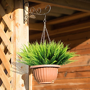 ZeKonan 24 Bunches Outdoor Plants Artificial Flower Plants UV-Proof Shrub Plants Plastic Green Plants for Indoor and Outdoor Gardens porches Windows and Other Decorations（White）