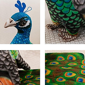 POPOTATO Realistic Peacock Plush -9.84'' Blue Peacock Stuffed Animal - Plushy and Squishy Pillow Toy - Cute Plushie Toys Gift for Boys and Girls