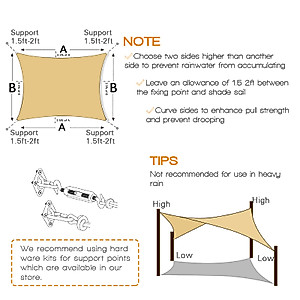 Artpuch 12'x16' Sun Shade Sail Curved Commercial Outdoor Shade Cover Sand Rectangle Heavy Duty Permeable 185GSM Backyard Shade Cloth for Patio Garden Sandbox (We Make Custom Size)