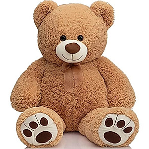 HollyHOME Teddy Bear Stuffed Animal Plush Giant Teddy Bears with Footprints Big Bear 36 inch Tan