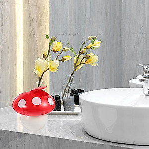 MAGICLULU Mushroom Mini Trash Can with Lid, Tiny Desktop Garbage Bin Plastic Mini Wastebasket Trash Can Cute Wastepaper Basket for Bathroom Vanity Tabletop Mushroom Decor