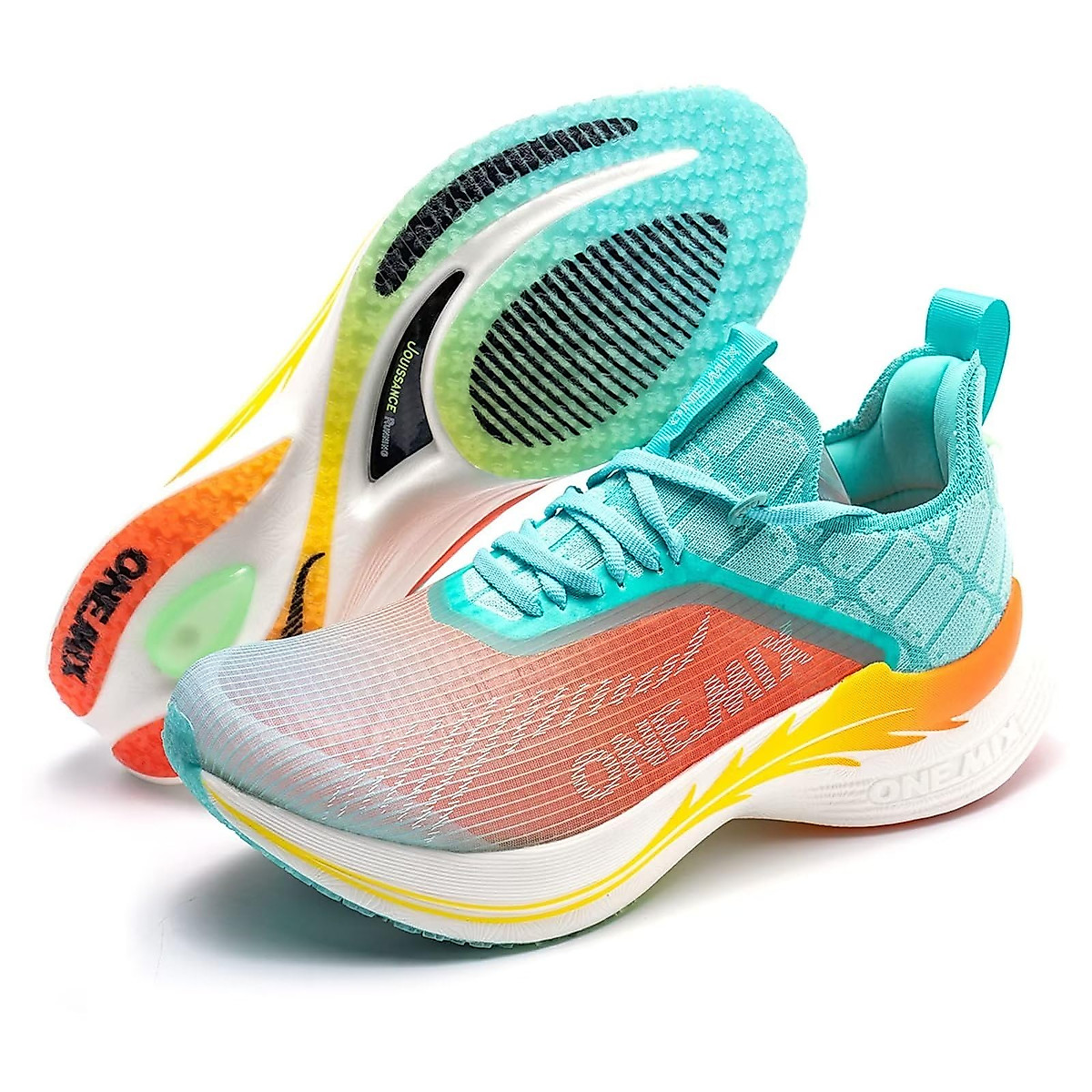 O-Resilio Men's Carbon Plated Running Kicks Marathon Running Shoes Lightweight Breathable Road Running Shoes Lightblue Size US Men 8.5