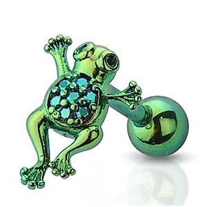 Cartilage Earring 16g Cute Frog Tragus Helix Stud Conch Ring Body Piercing (ANIMAL)(REPTILE)