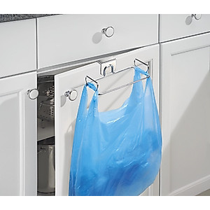 Over-The-Cabinet Plastic Bag Storage and Grocery Bag Holder, Kitchen Storage - Chrome
