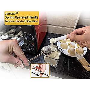 JETKONG Powdered Sugar Shaker Duster Flour Dispenser Shaker with 18/8 Stainless Steel Spring-operated Handle for Sugar Flour and Spices