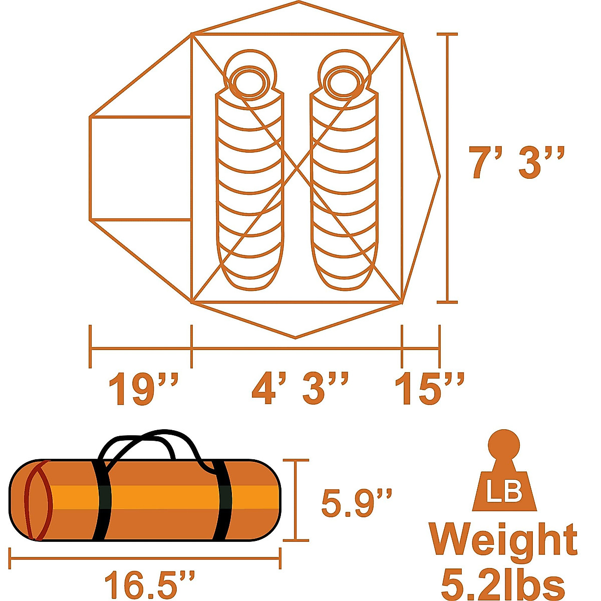 Clostnature Lightweight 2-Person Backpacking Tent - 3 Season Ultralight Waterproof Camping Tent, Large Size Easy Setup Tent for Family, Outdoor, Hiking with tri-Beam Aluminium Stakes