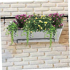 HANABASS Hanging Flower Pot Bonsai Railing Hanging Patio Balcony Basket Pots Plant Iron Holder Fence Shelf Pot Display Flowerpot Flower Planter Rack Rail Stand Crafts Rectangular Planter