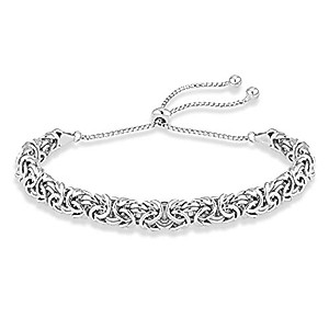 Miabella Italian 925 Sterling Silver Byzantine Bolo Bracelet for Women, Adjustable Bracelet Handmade in Italy (sterling-silver)