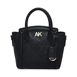 Anne Klein Embossed top Handle Mini Satchel, Black
